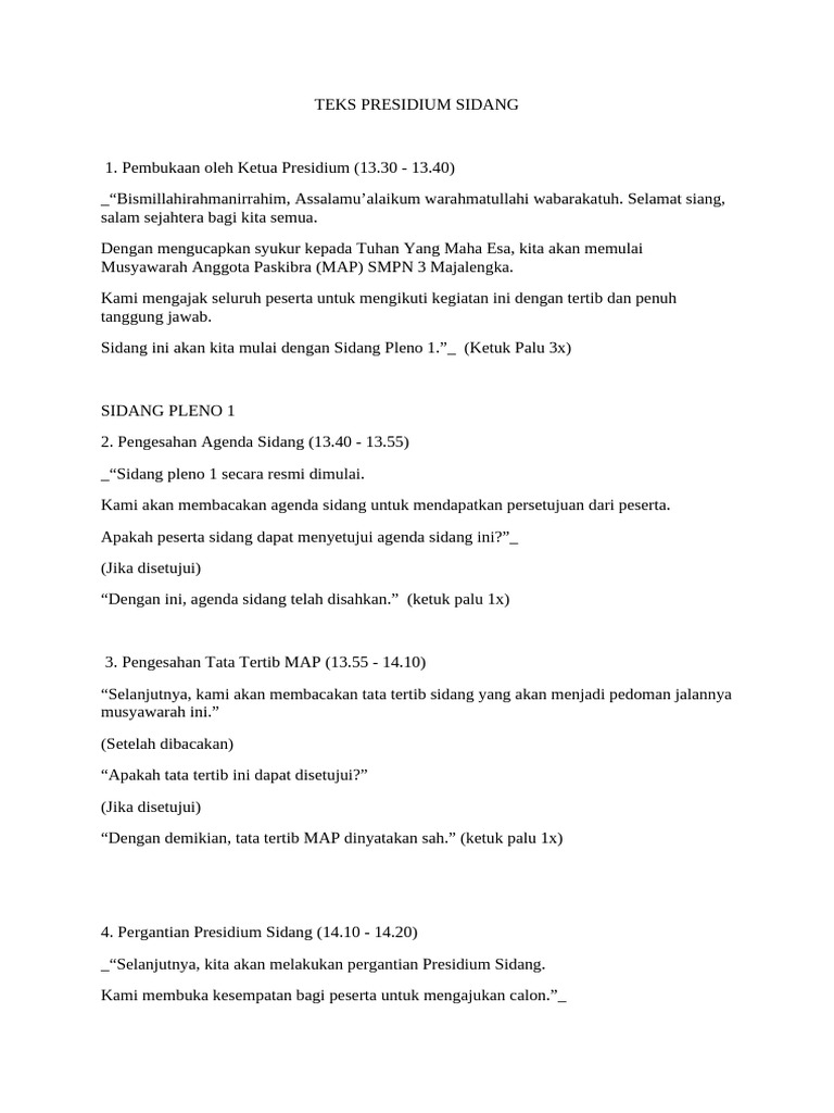TEKS PRESIDIUM SIDANG | PDF