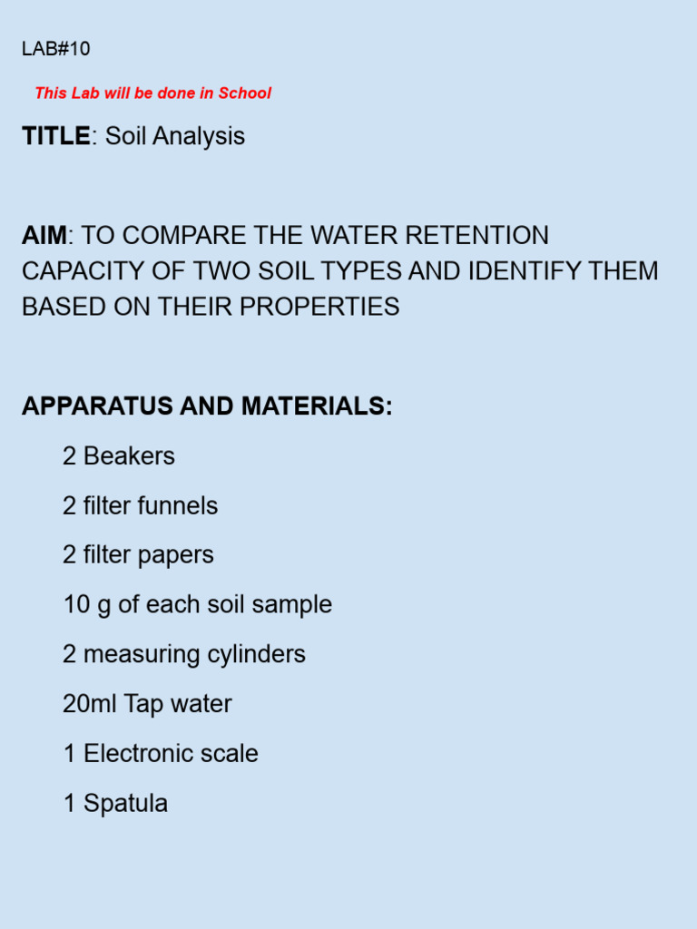 Lab #10: Soil Analysis | PDF