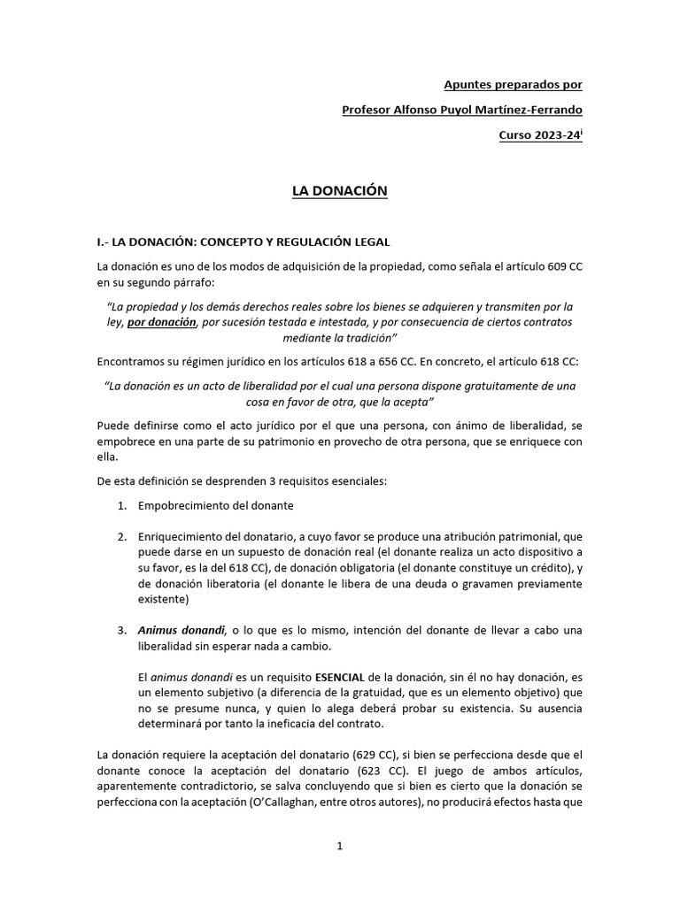 La+donaci%C3%B3n+%28Curso+23-24%29 | PDF | Donación | Propiedad