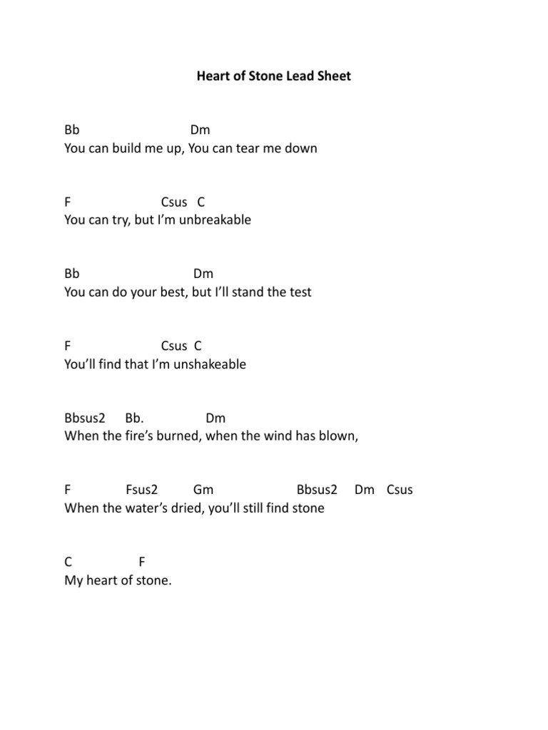 Heart of Stone Lead Sheet Lyrics | PDF