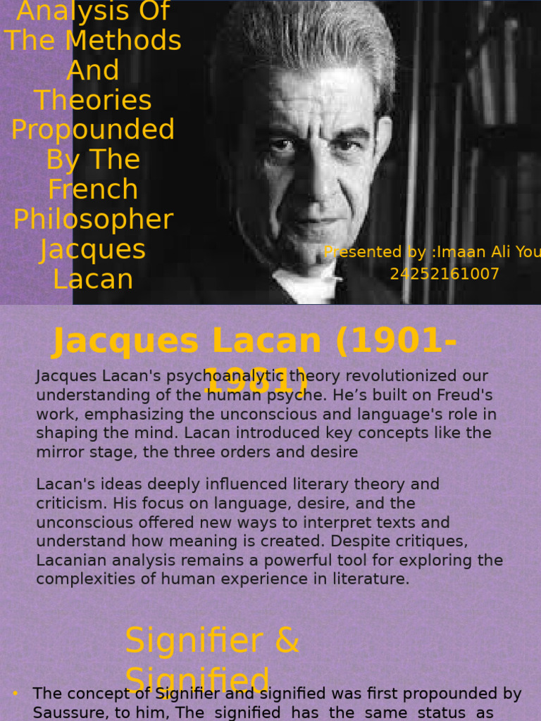 Jaques Lacan Detailed Analysis Pdf Jacques Lacan Psychology