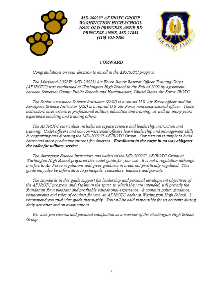 JROTC Handbook | PDF | United States Air Force | Non Commissioned Officer