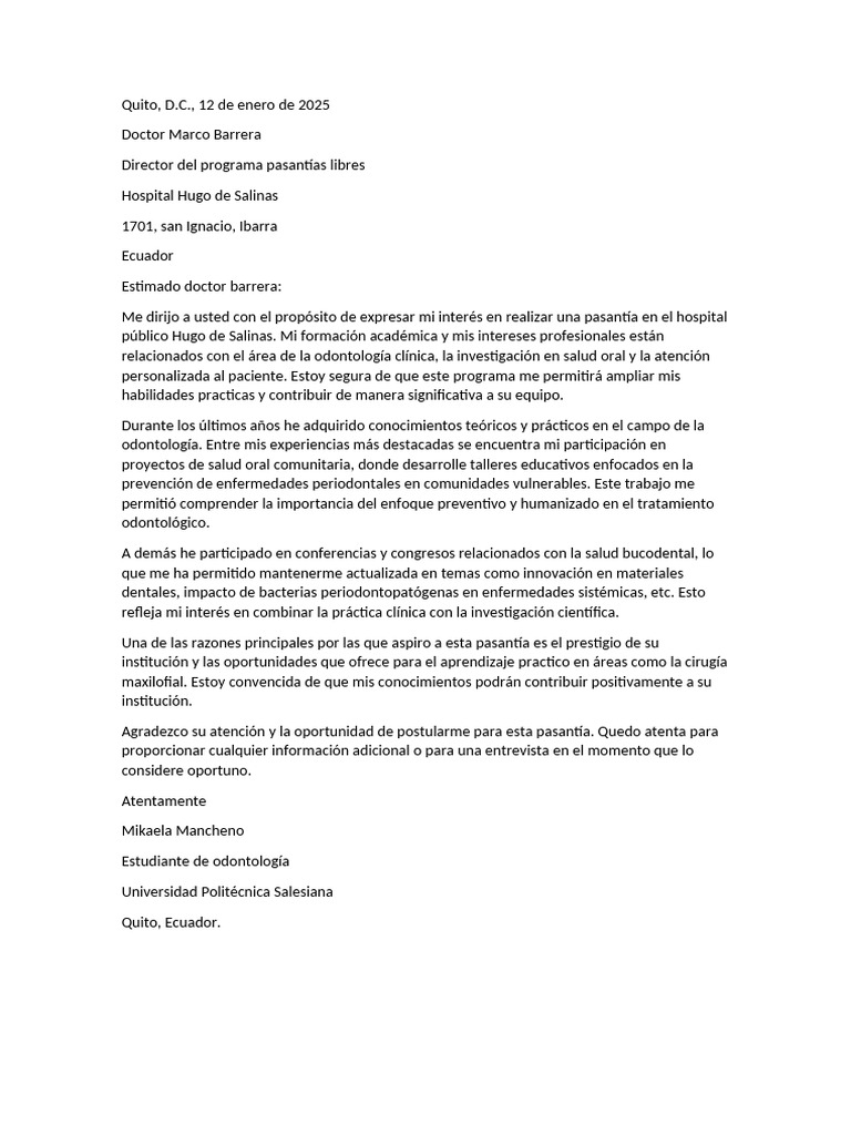 Carta Pasantia | PDF