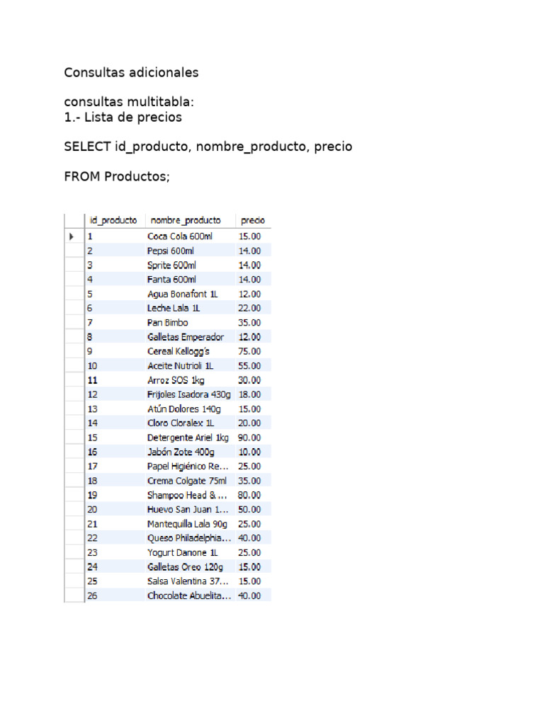 Consultas Adicionales | PDF