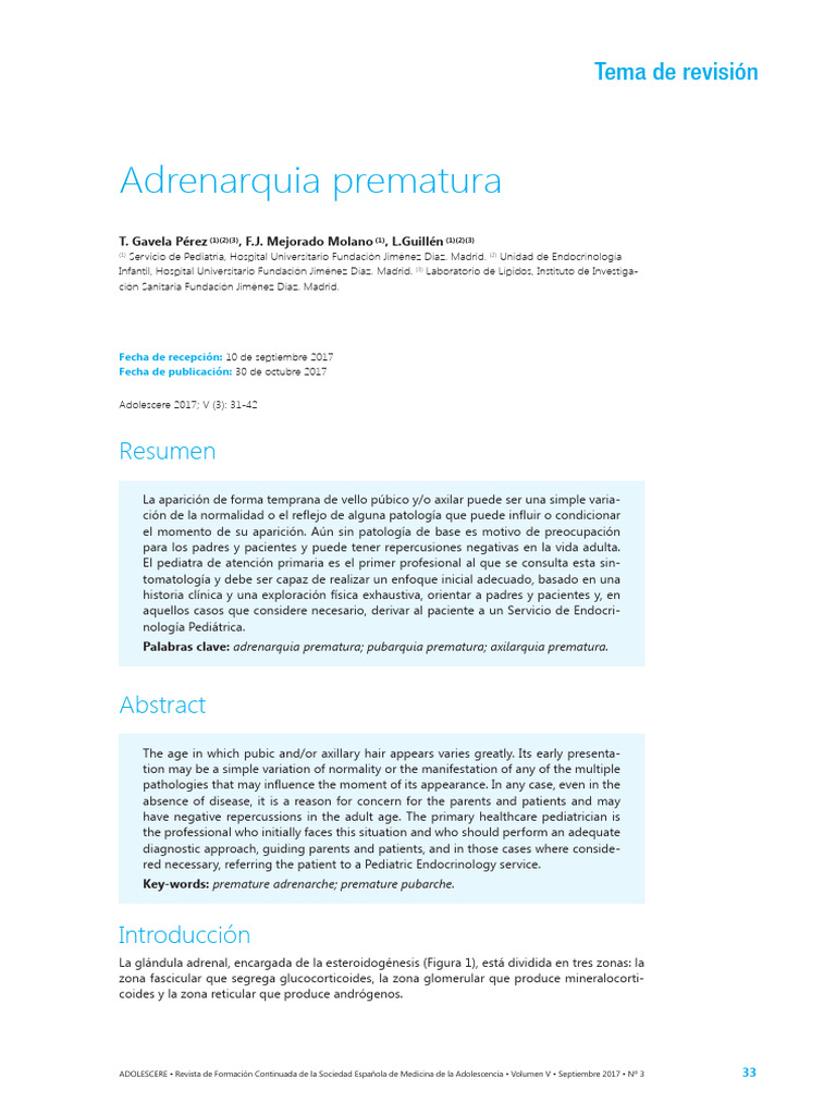 Adrenarquia Prematura en Niños y Niñas | PDF | Hormona ...