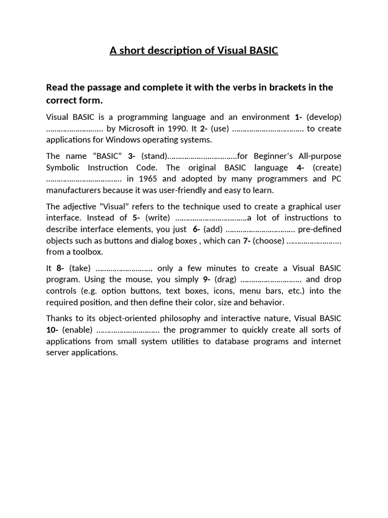 Visual BASIC Overview & Features | PDF