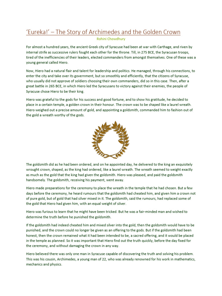 Eureka - The Story of Archimedes and The Golden Crown (Inglés ...