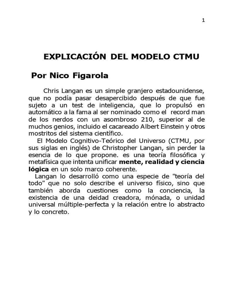Modelo CTMU: Unificación de Mente y Realidad | PDF | Teoría | Realidad