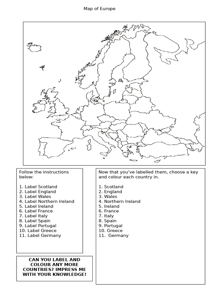 Labeled Map of European Countries | PDF