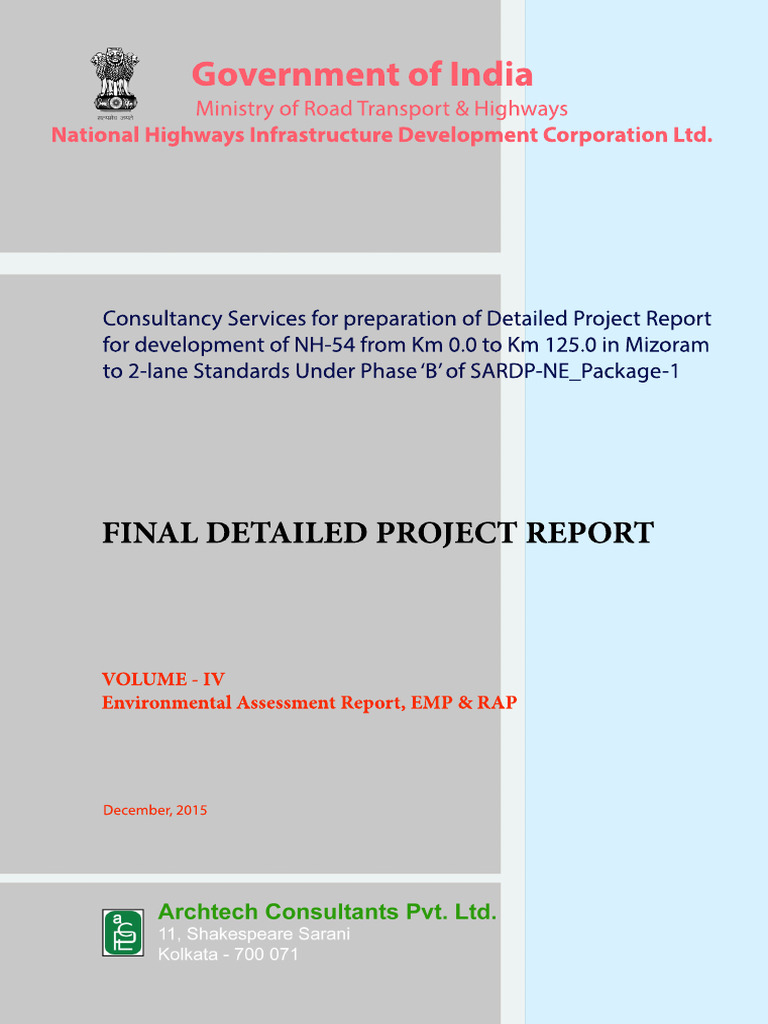 NH-54 Mizoram 2-Lane Project EIA Report | PDF | Road | Road Surface