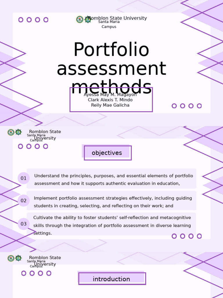 Portfolio Assessment Methods | PDF | Educational Assessment | Learning