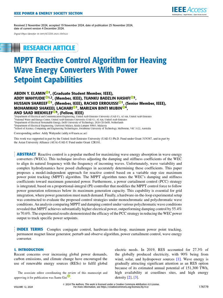 MPPT Reactive Control Algorithm For Heaving Wave Energy Converters With ...