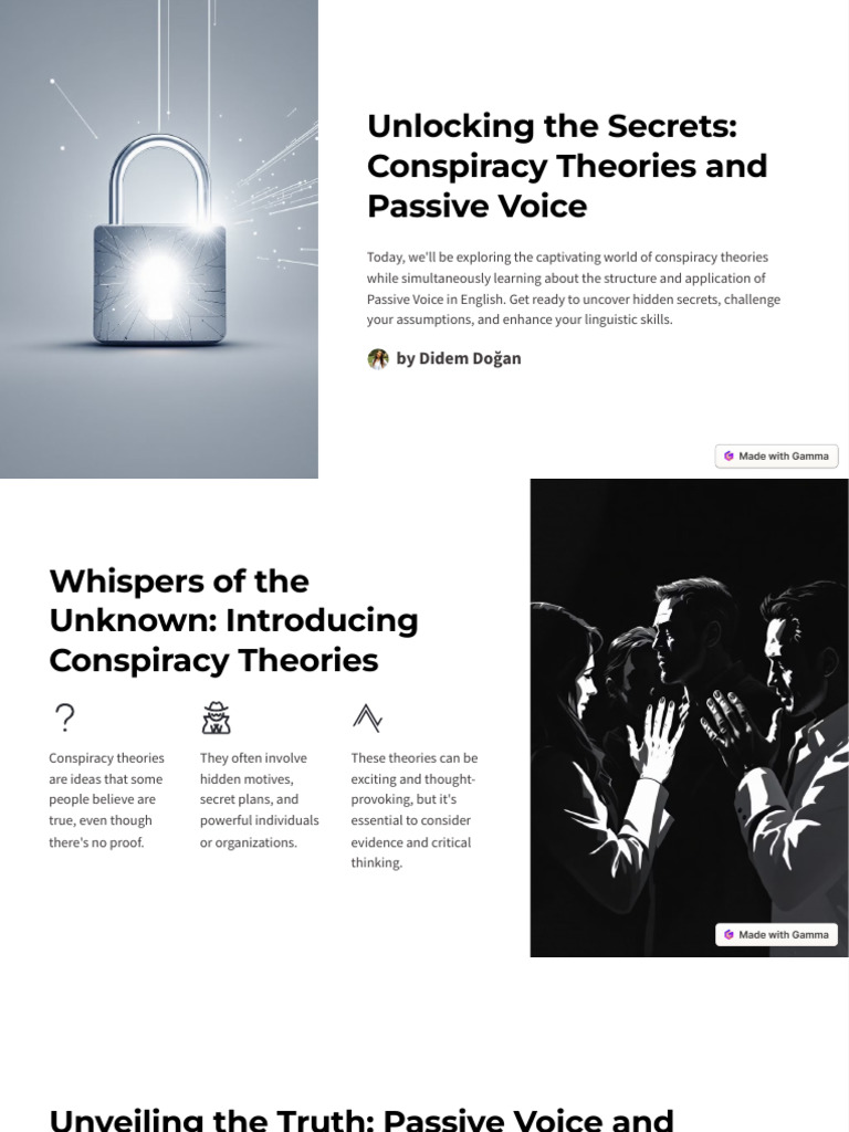 Unlocking The Secrets Conspiracy Theories and Passive Voice | PDF | Theory | Conspiracy Theory