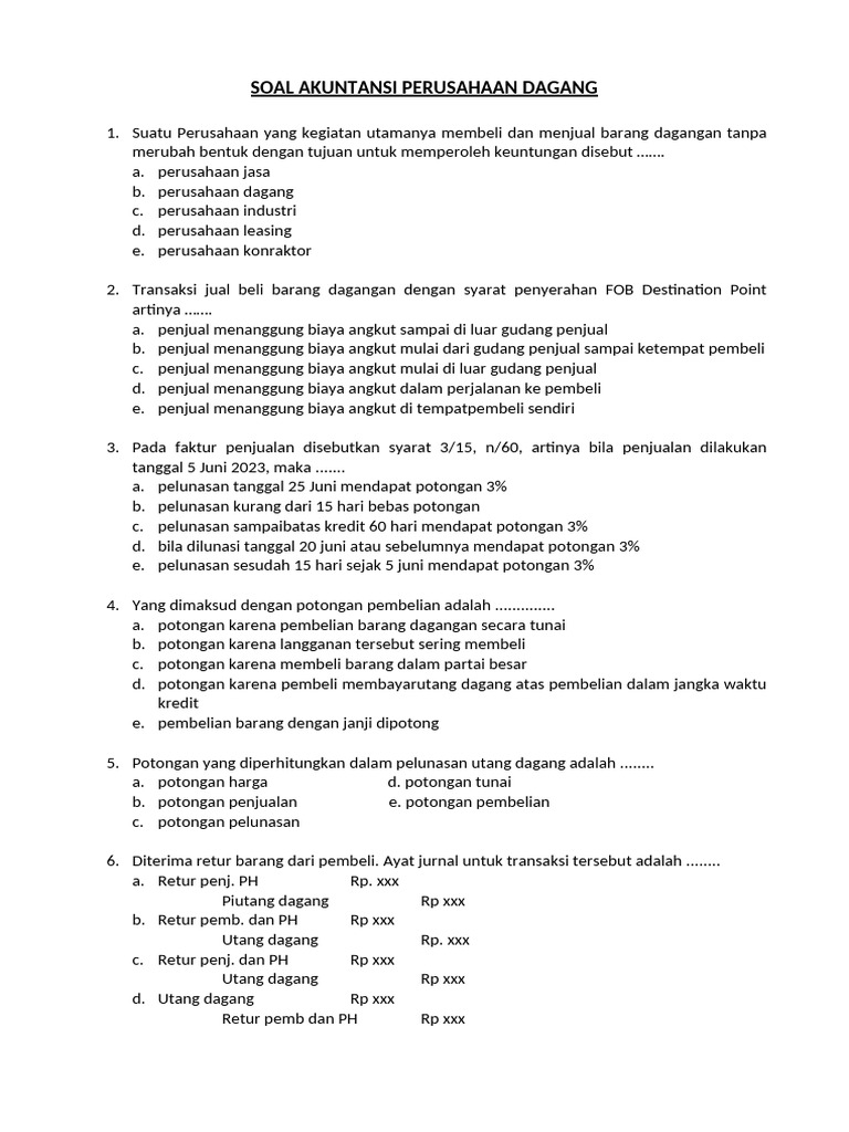 Soal Akuntansi Perusahaan Dagang | PDF