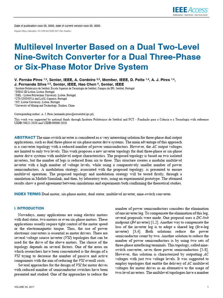 Multilevel Inverter Based On A Dual Two-Level Nine-Switch Converter For ...