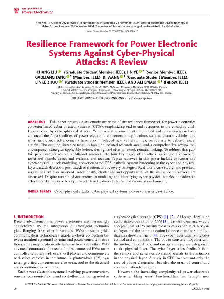Resilience in Power Electronics CPS | PDF | Electrical Grid | Power ...