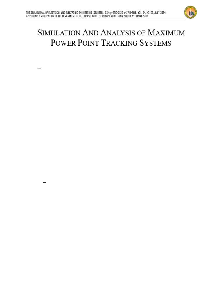 SIMULATION AND ANALYSIS OF MAXIMUM POWER POINT TRACKING SYSTEMS | PDF | Photovoltaics ...