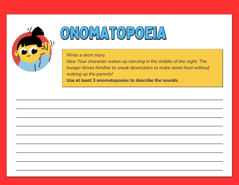 Onomatopoeia Story Worksheet - Grade 3 | PDF