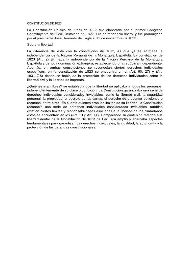 Libertad en Constituciones de 1823 y 1826 | PDF | Constitución | Gobierno