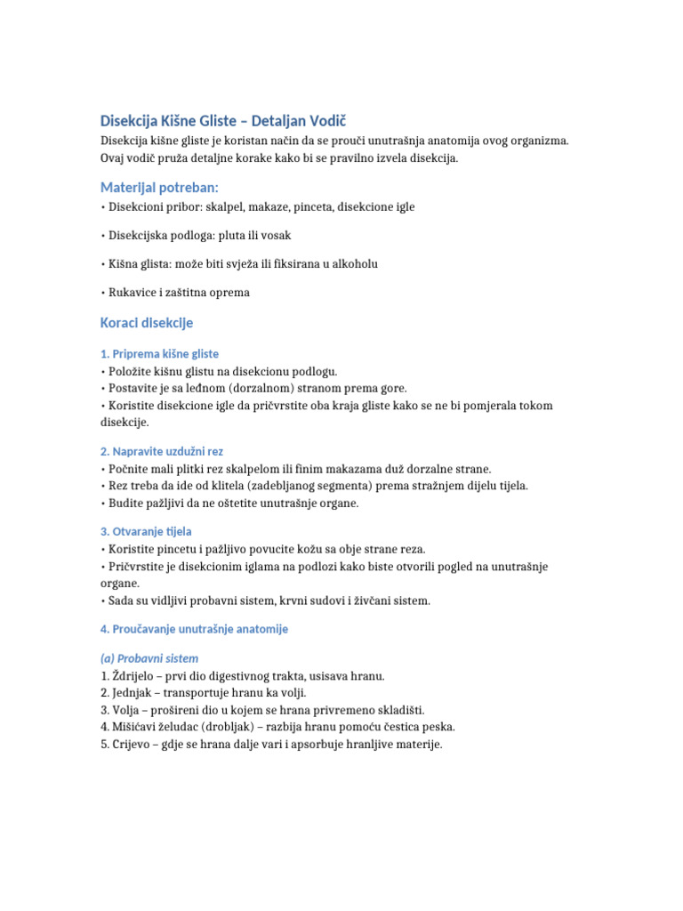 Disekcija Kisne Gliste | PDF