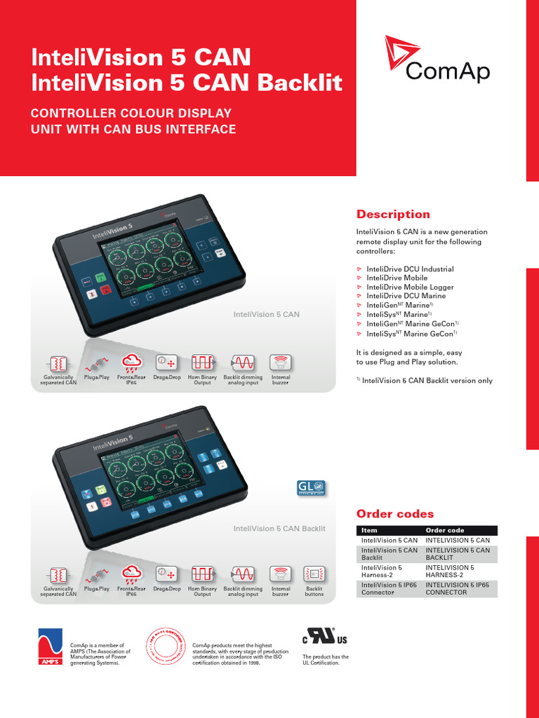 InteliVision 5 CAN Leaflet 2012 07 CPLEIV5C | PDF | Backlight | Electrical Connector