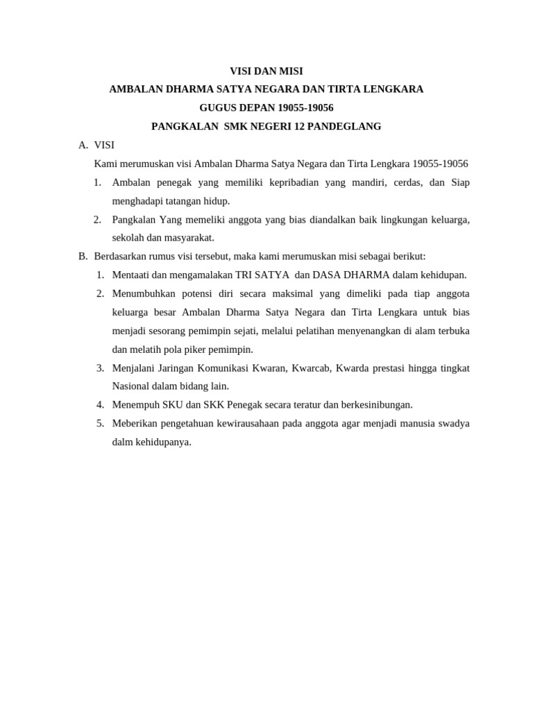 Visi dan Misi Ambalan 19055-19056 | PDF