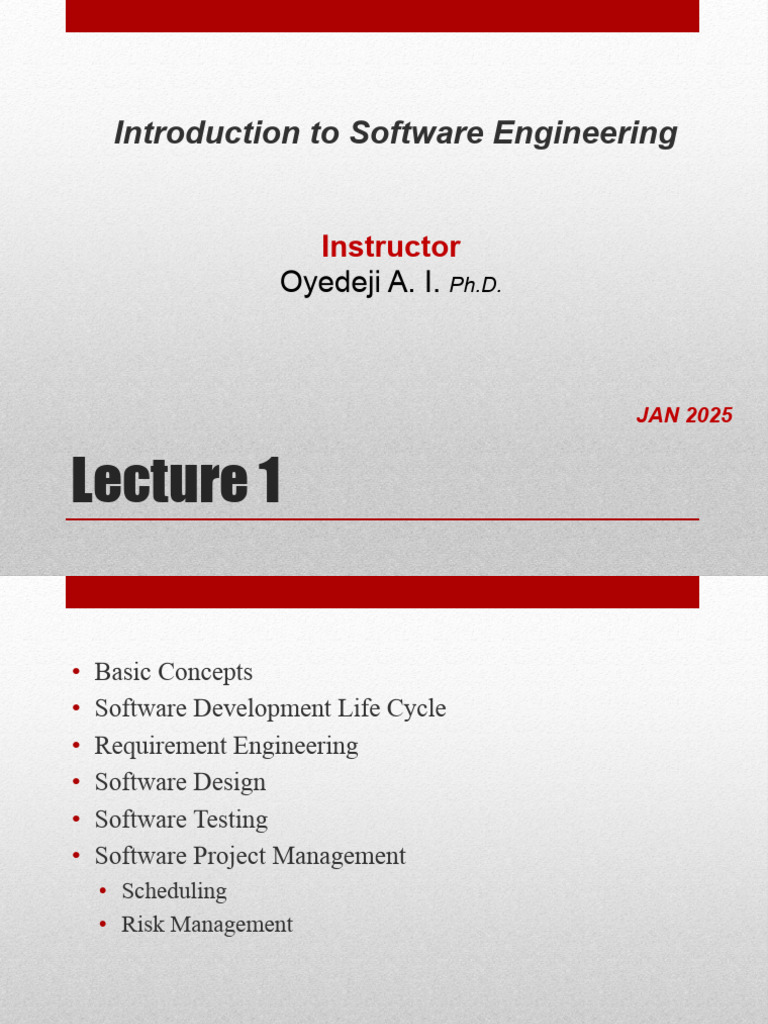 Lecture 1 - Introduction | PDF | Software | Engineering