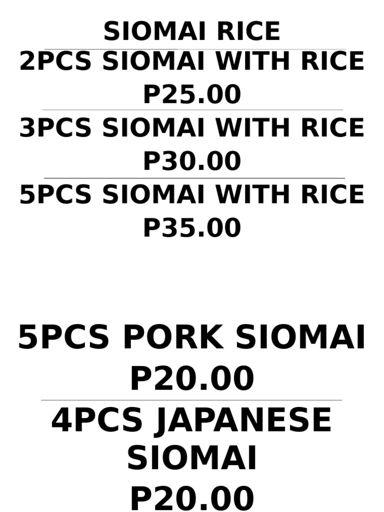 Siomai Rice | PDF
