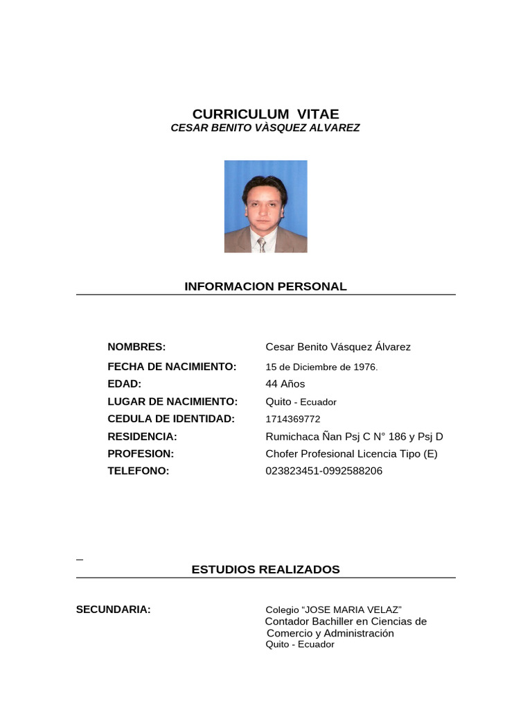 Curriculum Cesar Vasquez 3 | PDF