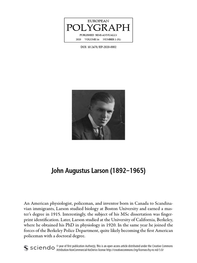 John Larson: Polygraph Pioneer | PDF | Polygraph