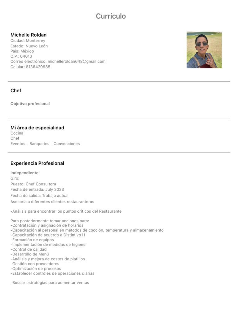 Currículo: Michelle Roldan | PDF