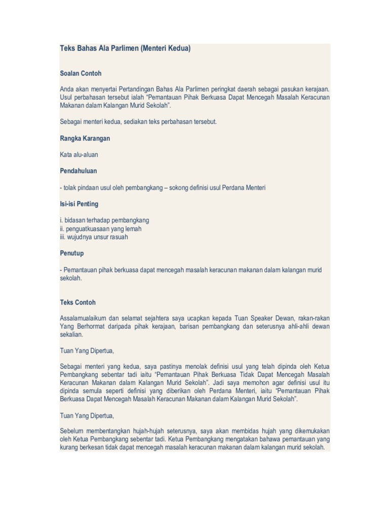 Teks Bahas Ala Parlimen | PDF