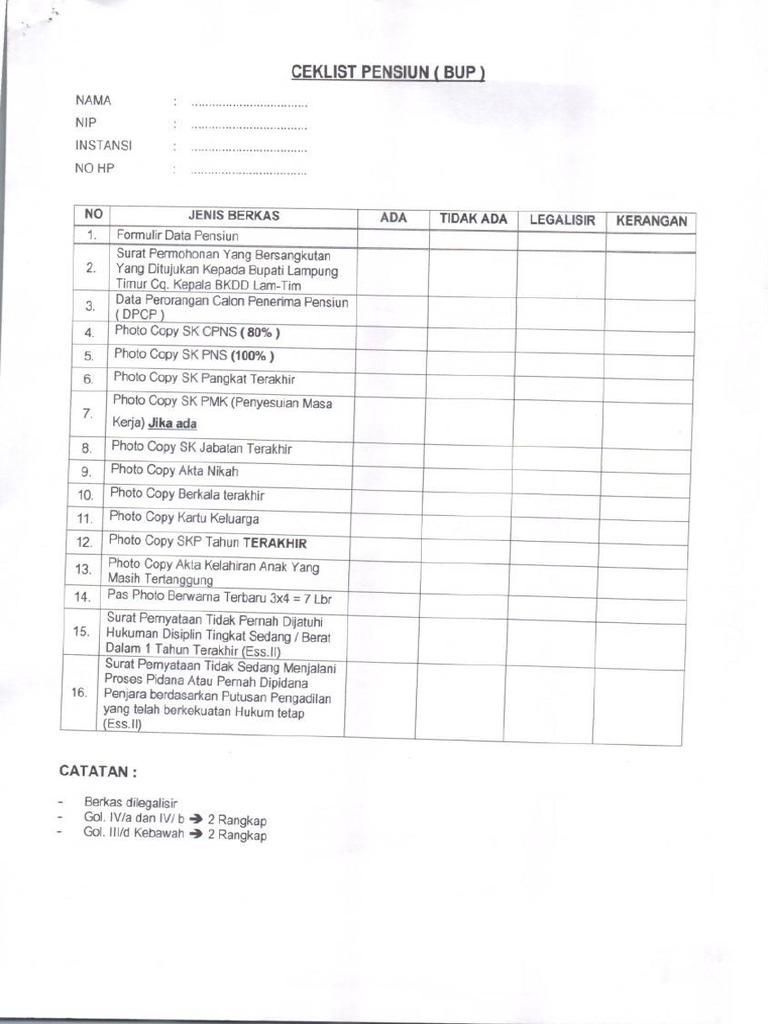 syarat pensiun BUP | PDF