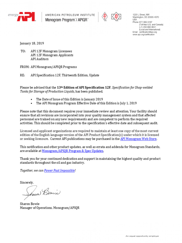 API - 12F - 13th Edition - Update - 20190117 | PDF
