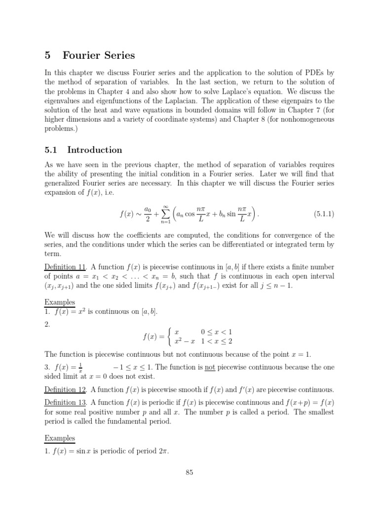 Fourier Series Notes | PDF | Algebra | Equations