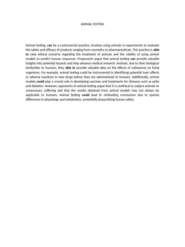 Animal Testing: Ethics and Efficacy | PDF