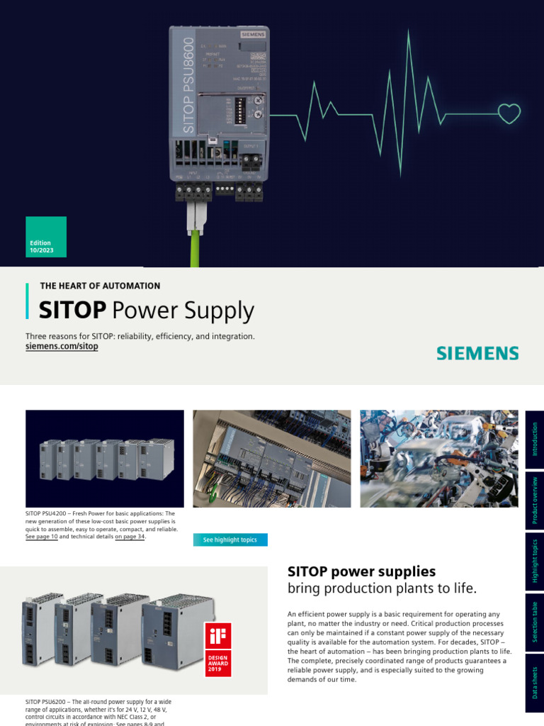 SITOP Power Supply en | PDF | Power Supply | Programmable Logic Controller
