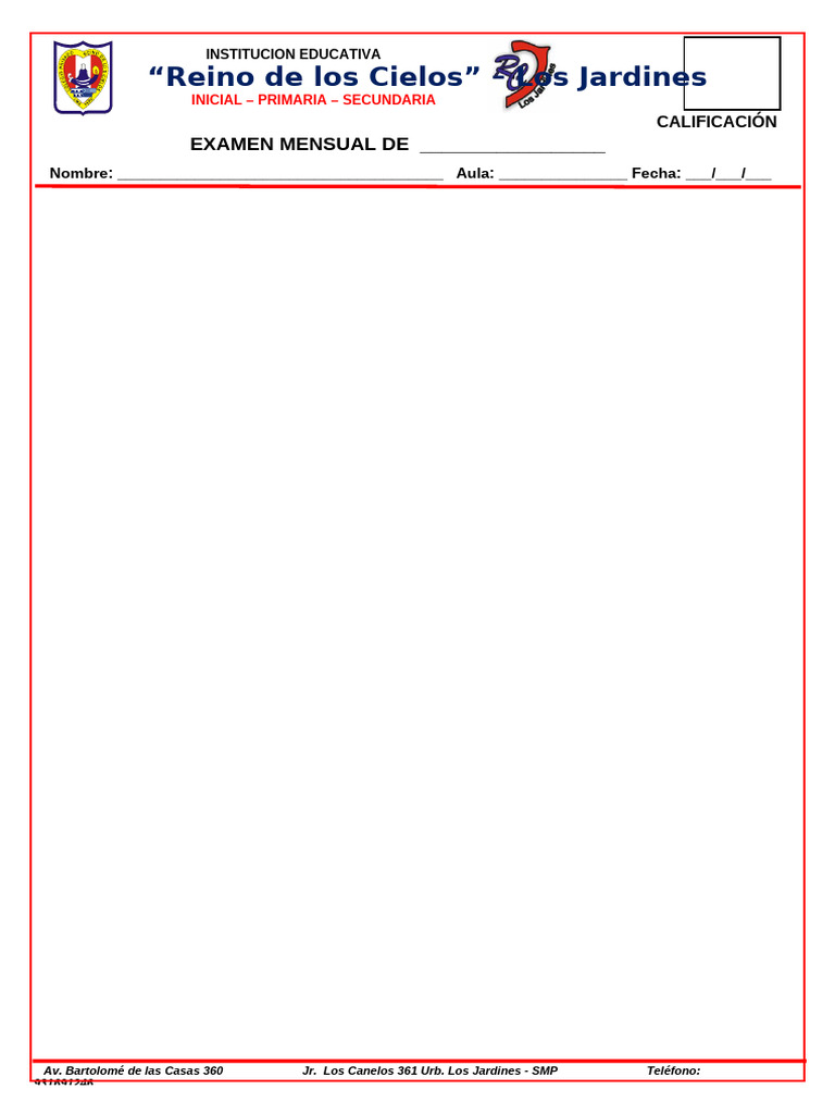 Formato Examen Inicial | PDF