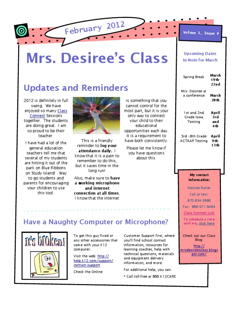 Mrs. Desiree's Class: Updates and Reminders | PDF | Educational ...
