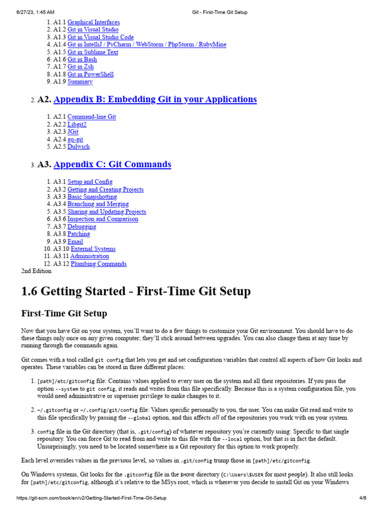 Git - First-Time Git Setup | PDF | System Software | Software
