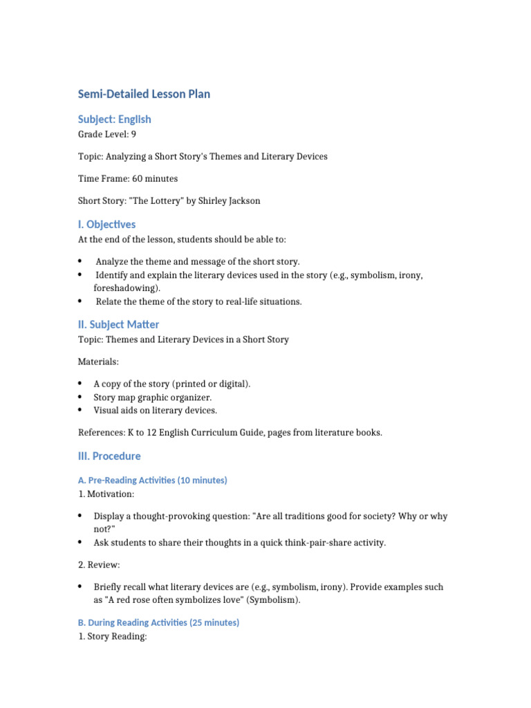 Grade 9 English Lesson Plan | PDF | Lesson Plan | Cognition