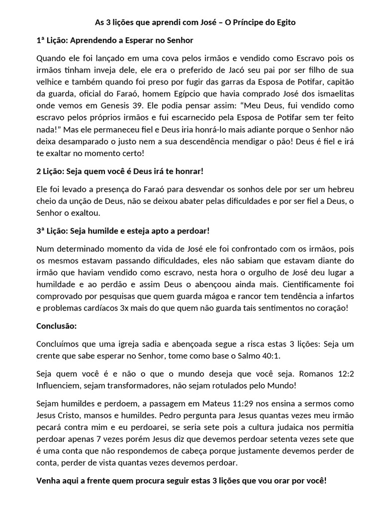 Lições De José Esperança Fidelidade E Perdão Pdf