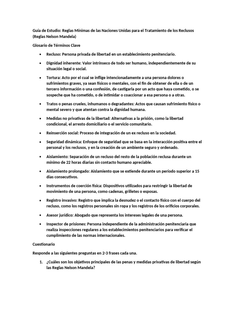 Reglas Mínimas de Las Naciones Unidas para El Tratamiento de Los Reclusos | PDF | Prisión ...