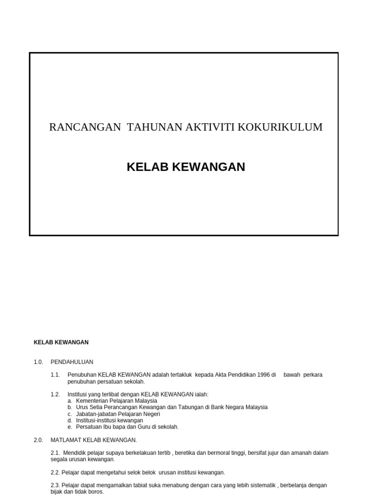 KELAB KEWANGAN | PDF