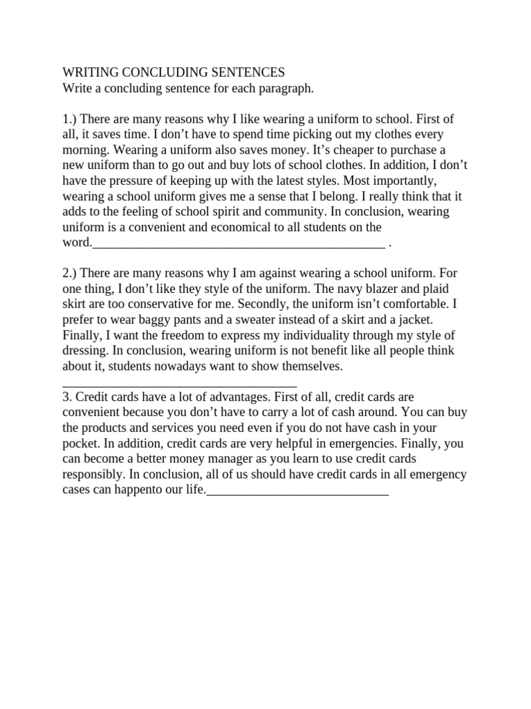 Writing Effective Concluding Sentences | PDF