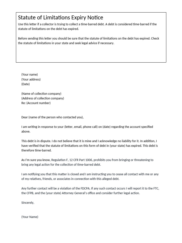 Statute of Limitations Expiry Notice | PDF