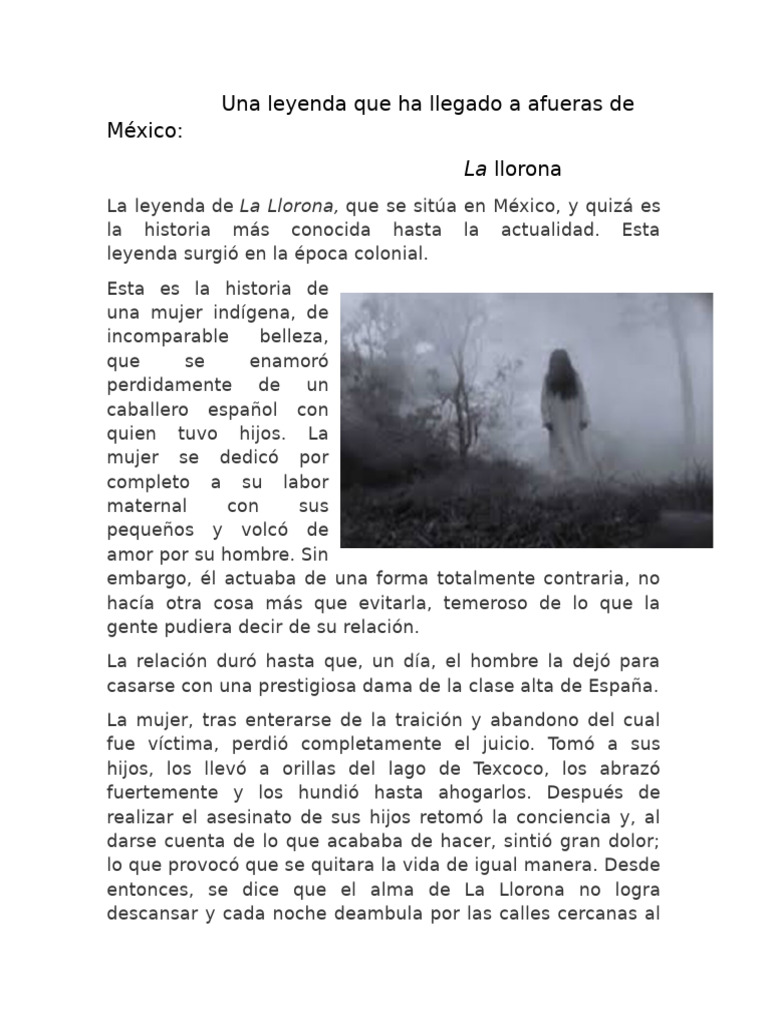La Llorona: Leyenda Colonial Mexicana | PDF