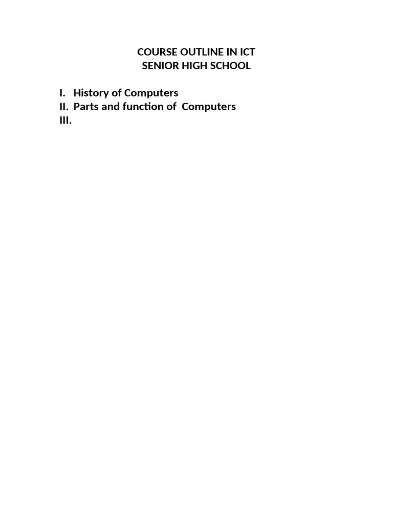 Course Outline in Ict | PDF