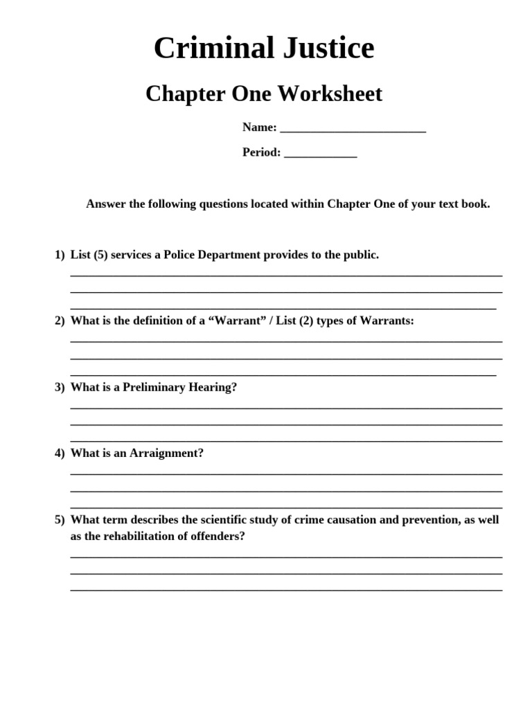 Jonas Wyatt - Criminal Justice Chapt. 1 Work Sheet | PDF | Crimes ...