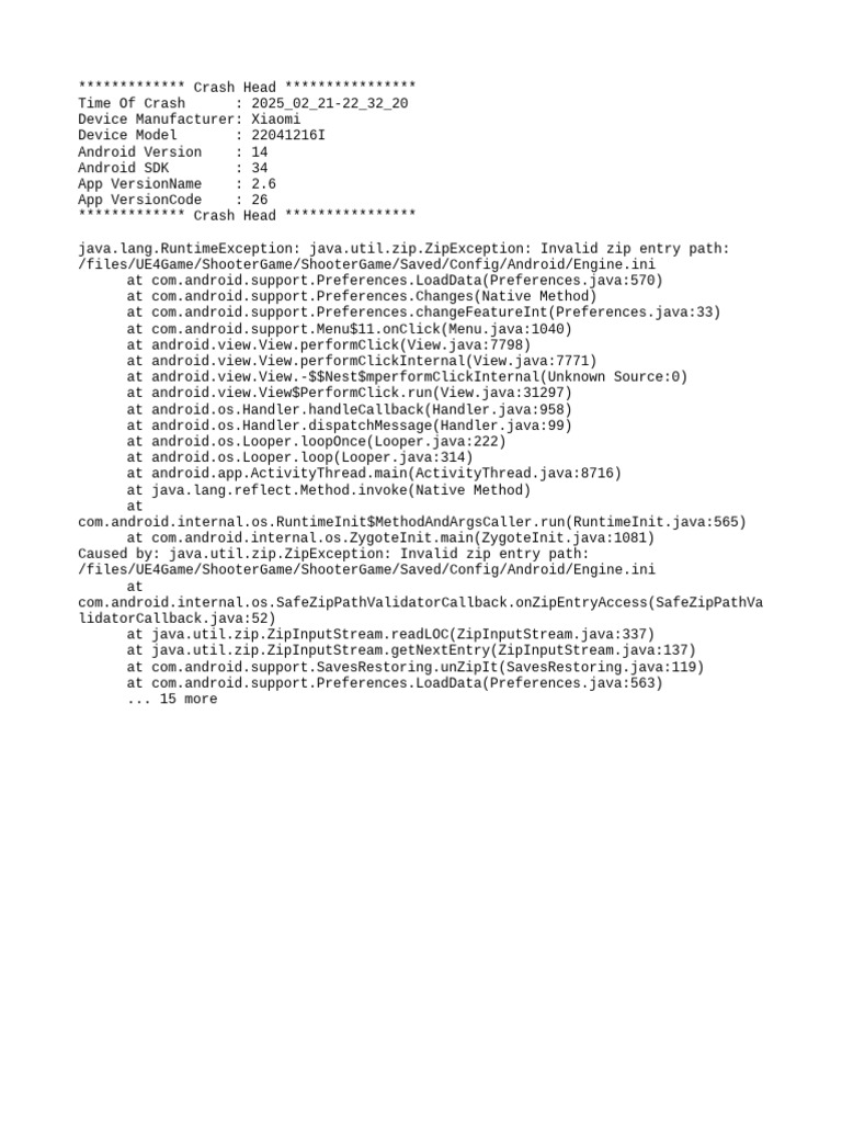 Xiaomi Crash Report: ZipException Error | PDF